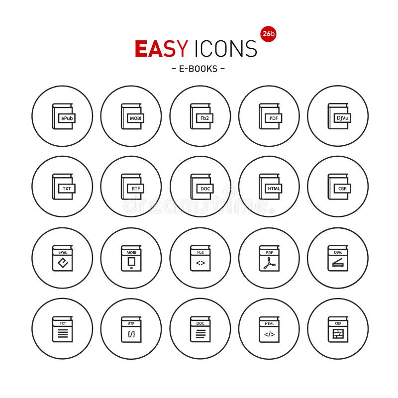 Easy icons 26b E-books stock vector. Illustration of computer - 92285789