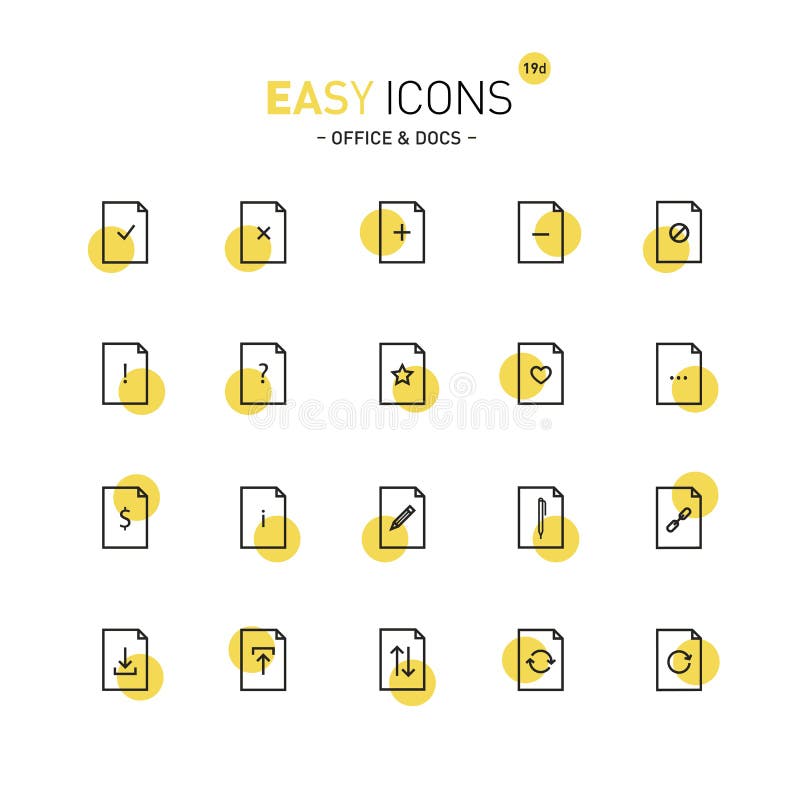 Easy icons 19d Docs stock vector. Illustration of pencil - 90526563
