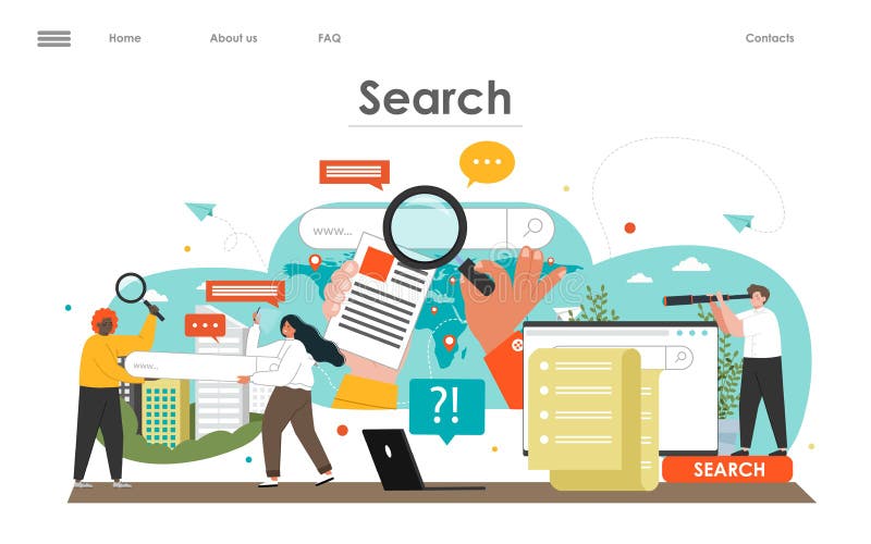 Easy Information Search Vector Landing Page Design Stock Vector ...