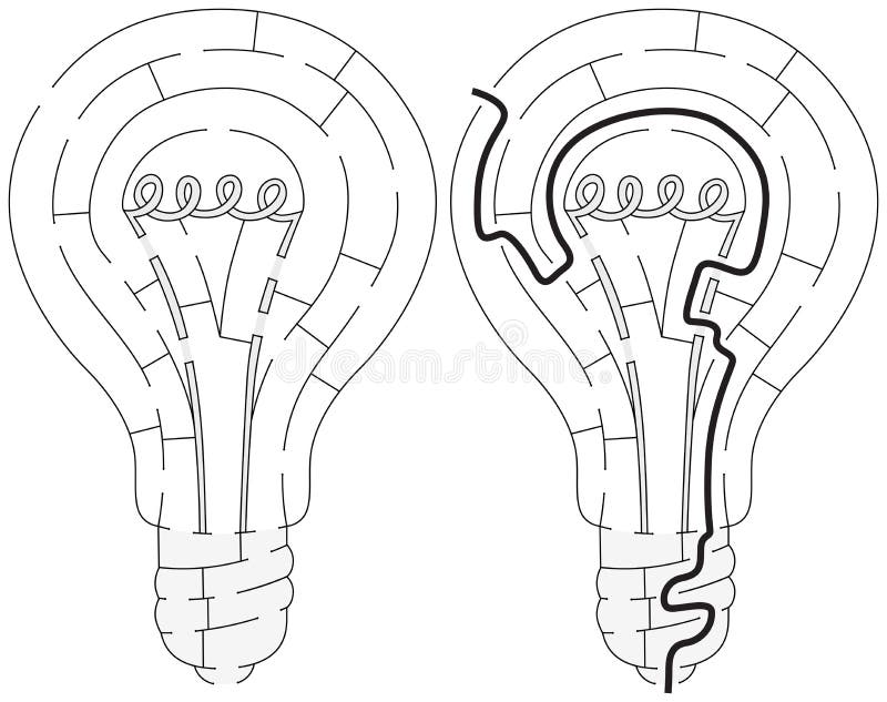 Easy light bulb maze stock vector. Illustration of worksheet - 93751971