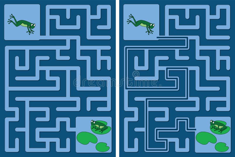 Frogs Maze stock vector. Illustration of drawing, frog - 37498857