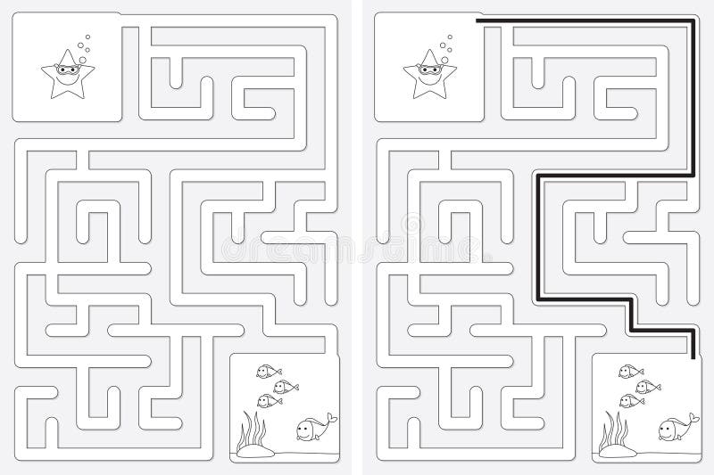 Easy little star maze stock vector. Illustration of task - 291114015