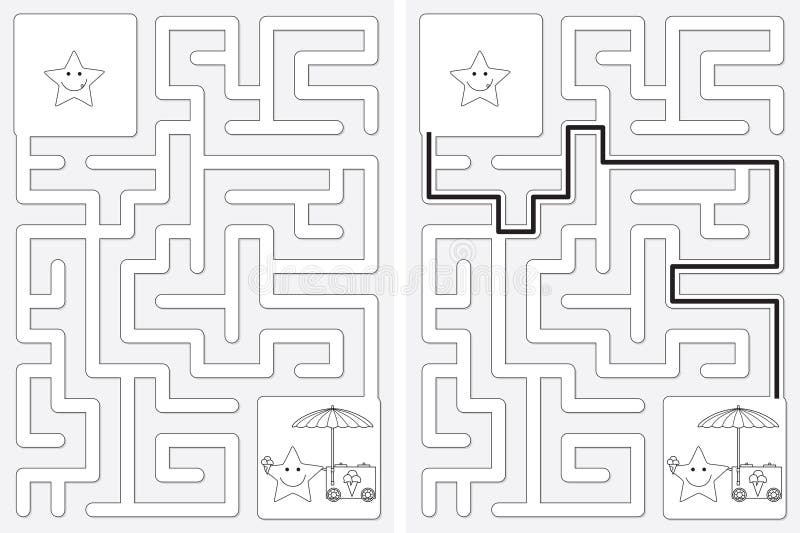 Easy little star maze stock vector. Illustration of brain - 290031257