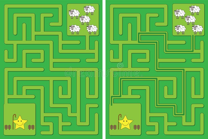 Sheep maze stock vector. Illustration of easy, puzzle - 218918033