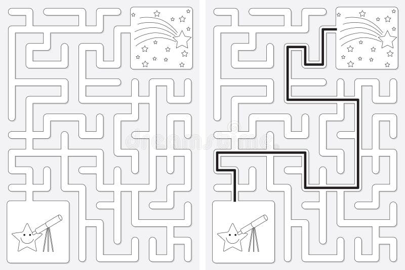 Easy little star maze stock vector. Illustration of space - 274191869