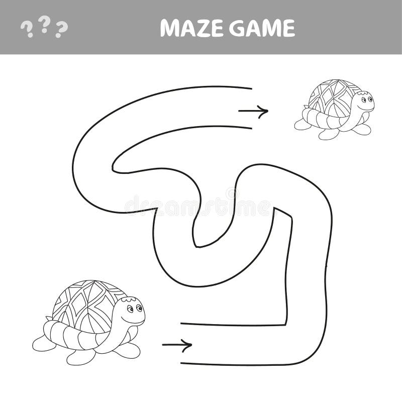 Easy Maze for Younger Kids with a Turtle Stock Vector - Illustration of ...