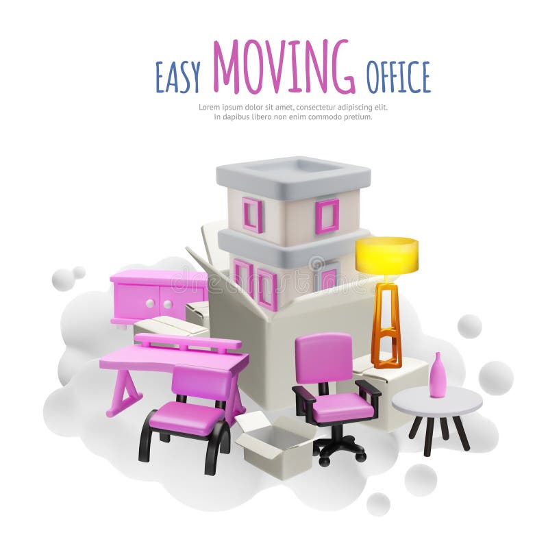 Easy Moving Office Service 3D Vector Design, Cardboard Boxes Stack ...