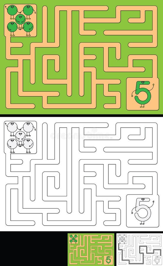 Easy Number Maze - Number 5 Stock Vector - Illustration of fine ...