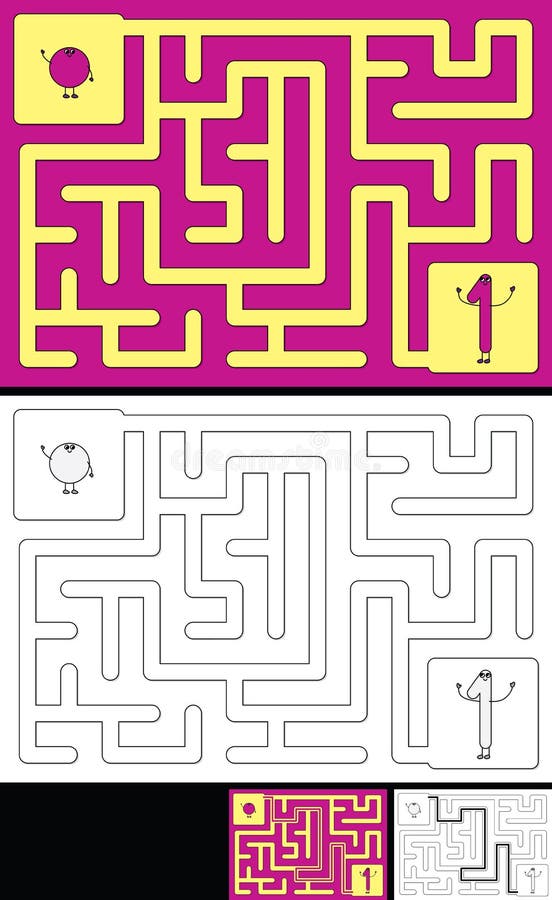 Easy Number Maze - Number 1 Stock Vector - Illustration of vector ...
