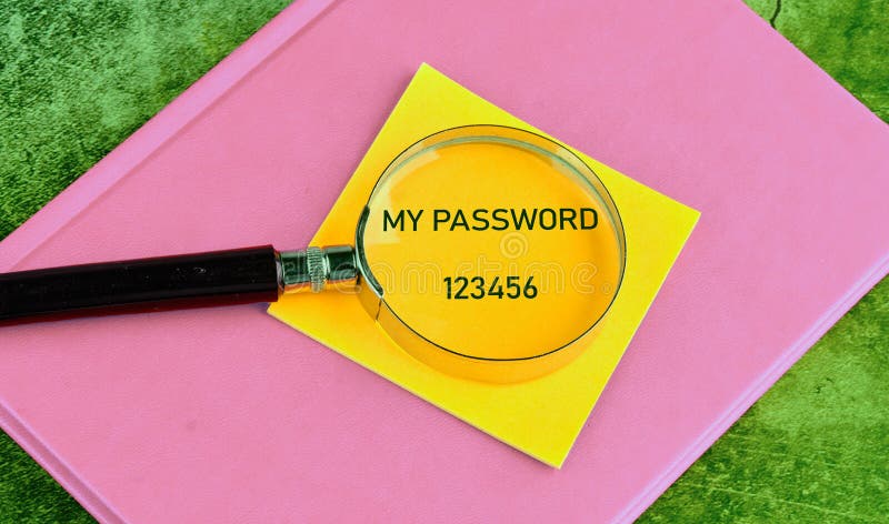 Easy Password Concept. My Password 123456 Written on a Yellow Sticker ...