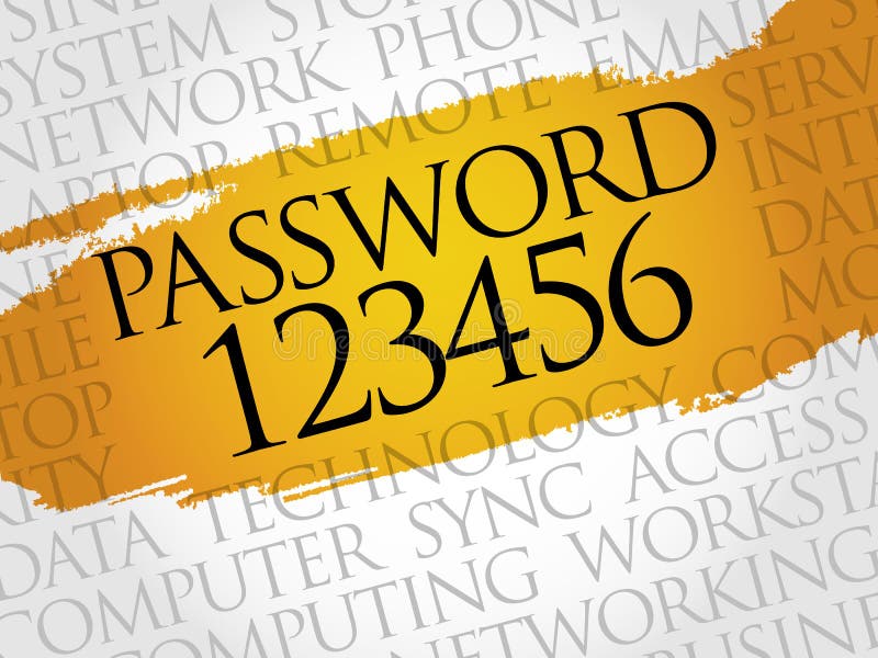 Easy Password 123456 Word Cloud Collage, Technology Concept Background ...