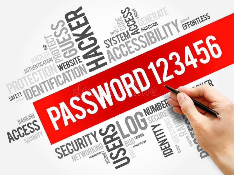 Easy Password 123456 Word Cloud Stock Photo - Image of computer, blog ...