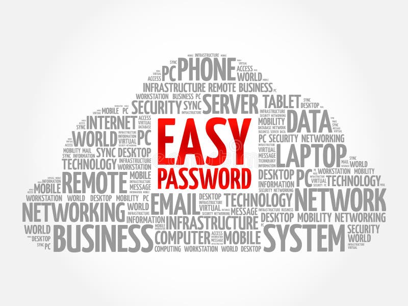 Easy Password 123456 Word Cloud Stock Illustration - Illustration of ...