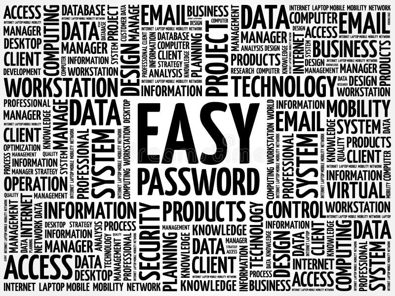 Easy Password word cloud stock illustration. Illustration of identity ...