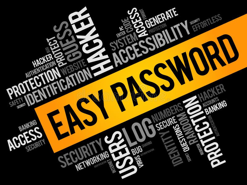 Easy Password 123456 Word Cloud Stock Illustration - Illustration of ...