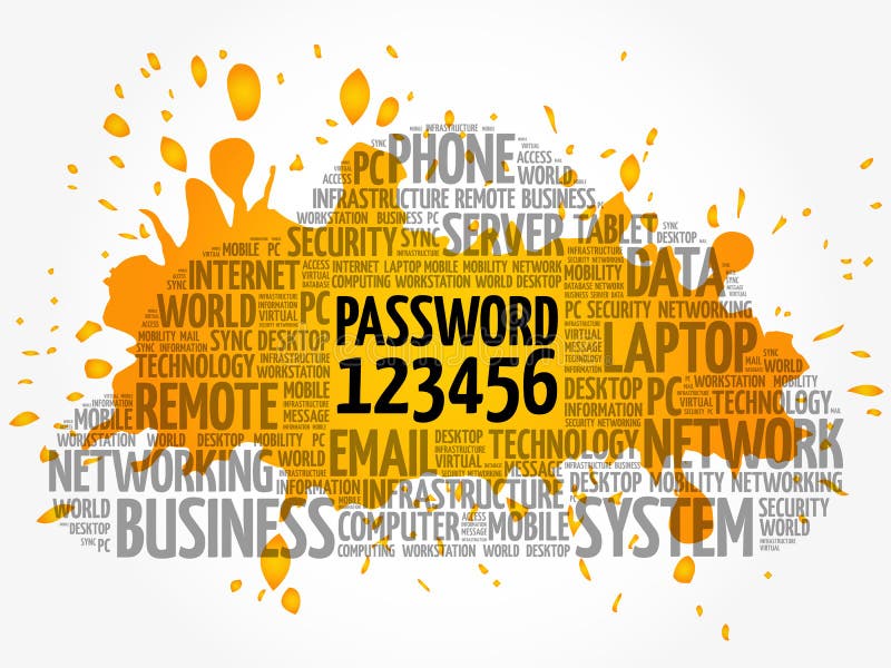 Easy Password 123456 Word Cloud Stock Illustration - Illustration of ...