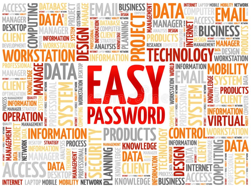 Easy Password word cloud stock illustration. Illustration of electronic ...