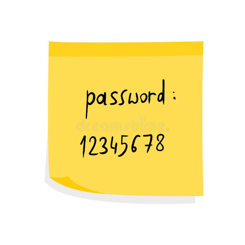 Easy password yellow note stock vector. Illustration of office - 236529506