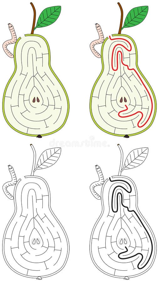 Easy pear maze stock vector. Illustration of drawing - 68730363