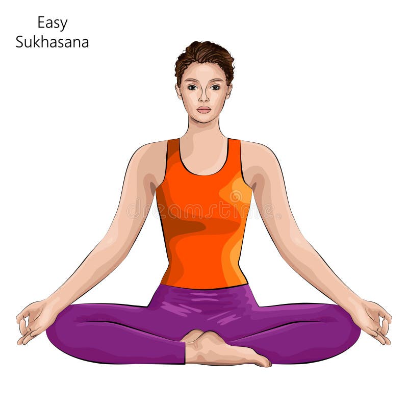 Sukhasana Pose Stock Illustrations – 227 Sukhasana Pose Stock ...