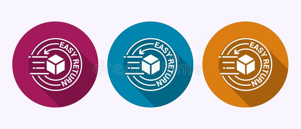 Easy Return Icon Design Illustration, Easy Return Label Sign in Shadow ...