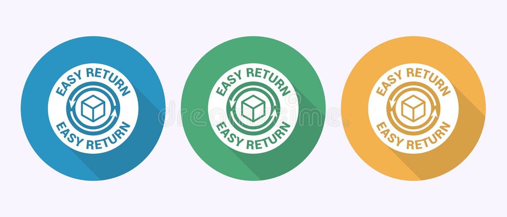 Easy Return Icon Design Illustration, Easy Return Label Sign in Shadow ...