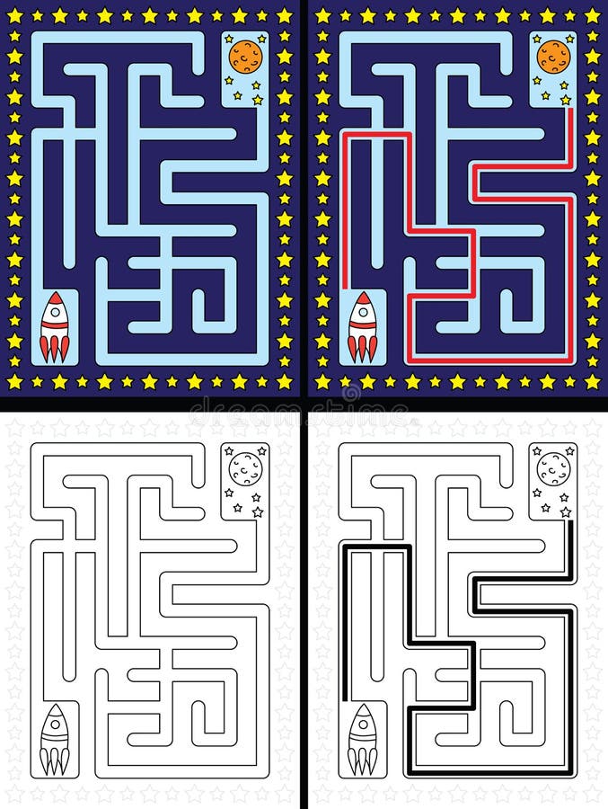 Space maze stock vector. Illustration of easy, rocket - 18584410
