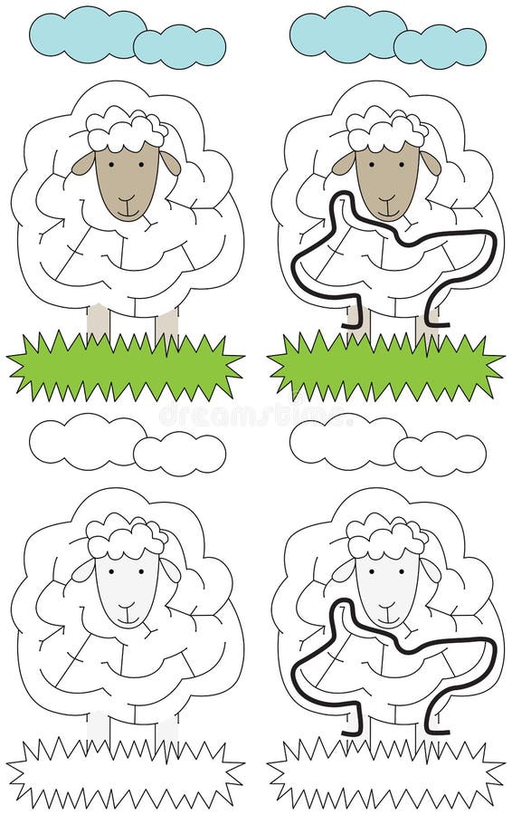 Sheep and Dog Maze Game stock vector. Illustration of animals - 29693946