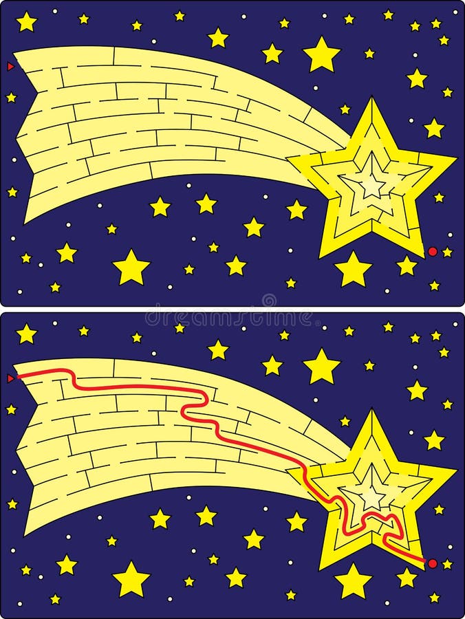 Easy shooting star maze stock vector. Illustration of solution - 103766181