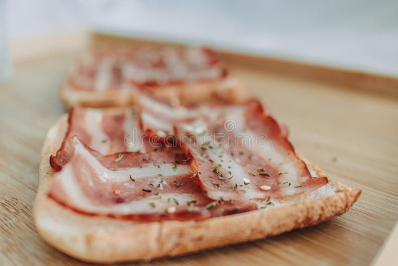 Easy Simple Breakfast Set of Bacon Sandwich Served with Black Coffee on ...