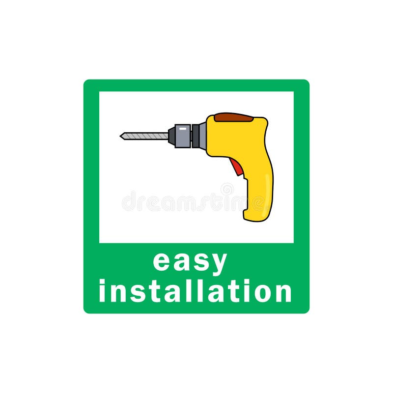 Easy Simple Installation Icon with Drill Symbol. Isolated Vector ...