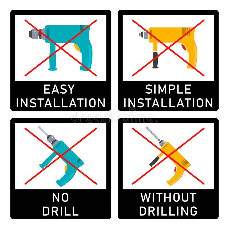 Easy Simple Installation Icon with Power Drill Symbol. Stock Vector ...