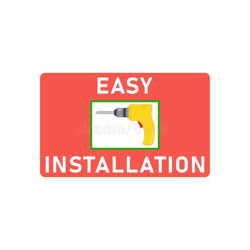 Easy Simple Installation Icon with Power Drill Symbol. Isolated Vector ...