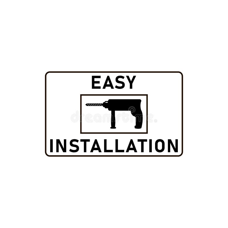 Easy Simple Installation Icon with Power Drill Symbol. Isolated Vector ...