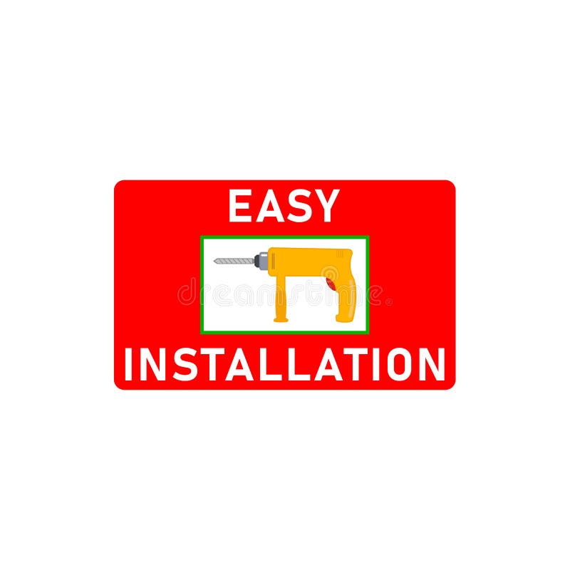 Easy Simple Installation Icon with Power Drill Symbol. Isolated Vector ...