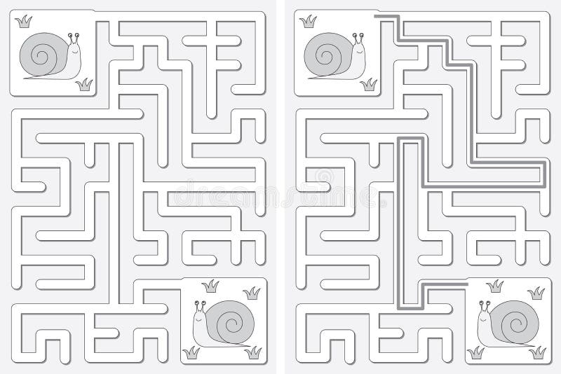 Easy snails maze stock vector. Illustration of task - 203896288