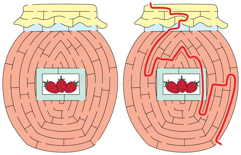 Easy strawberry maze stock vector. Illustration of path - 102013856
