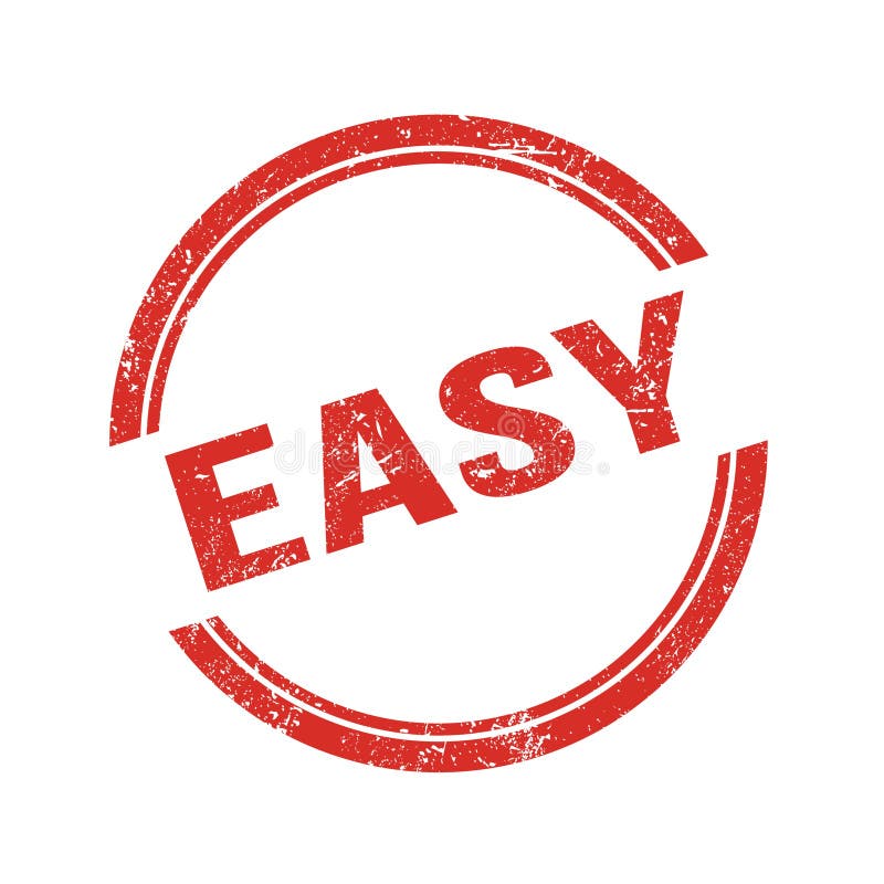 EASY Text on Red Blue Ribbon Stamp Stock Illustration - Illustration of ...