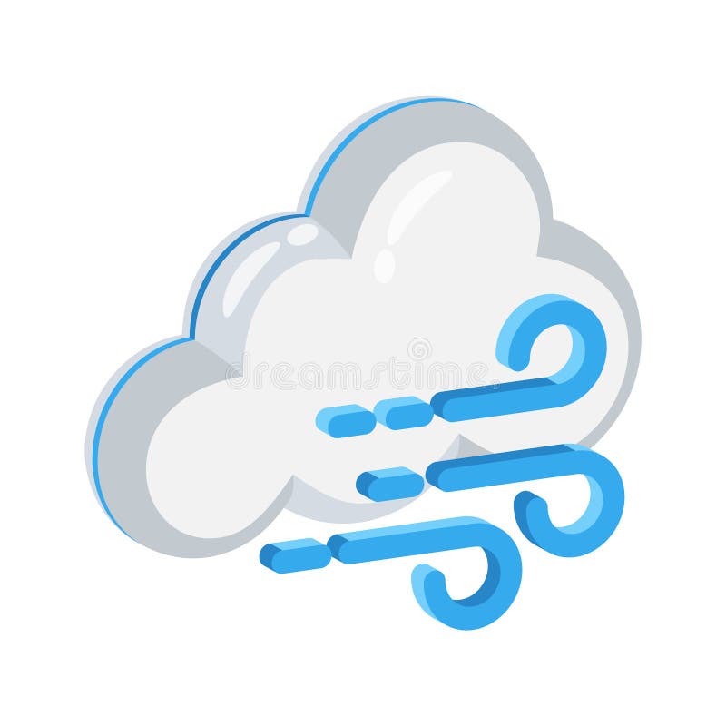 Easy To Edit Icon of Windy Cloud Designed in 3d Style Stock ...