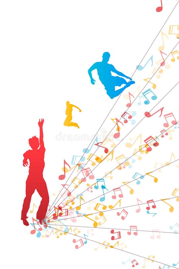 Easy To Edit Illustration of Wavy Musical Notes with Dancer Stock ...