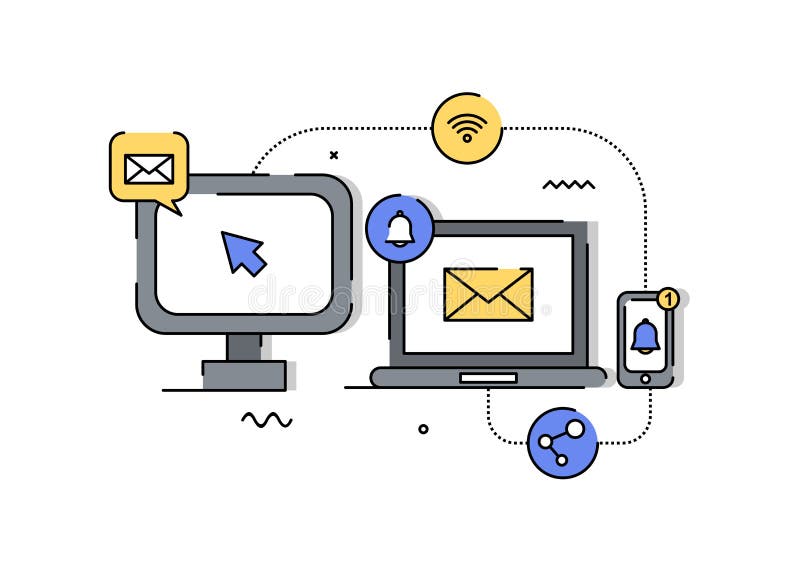 Mail and Information Sharing Illustration. Stock Vector - Illustration ...