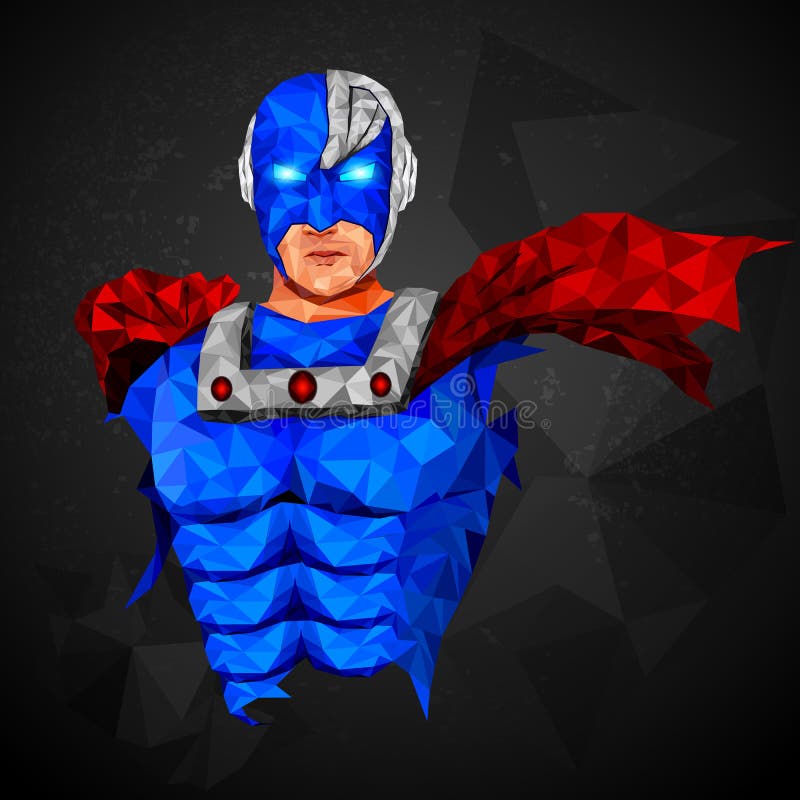 Superhero in Abstract Low Poly Polygon Style Stock Vector ...