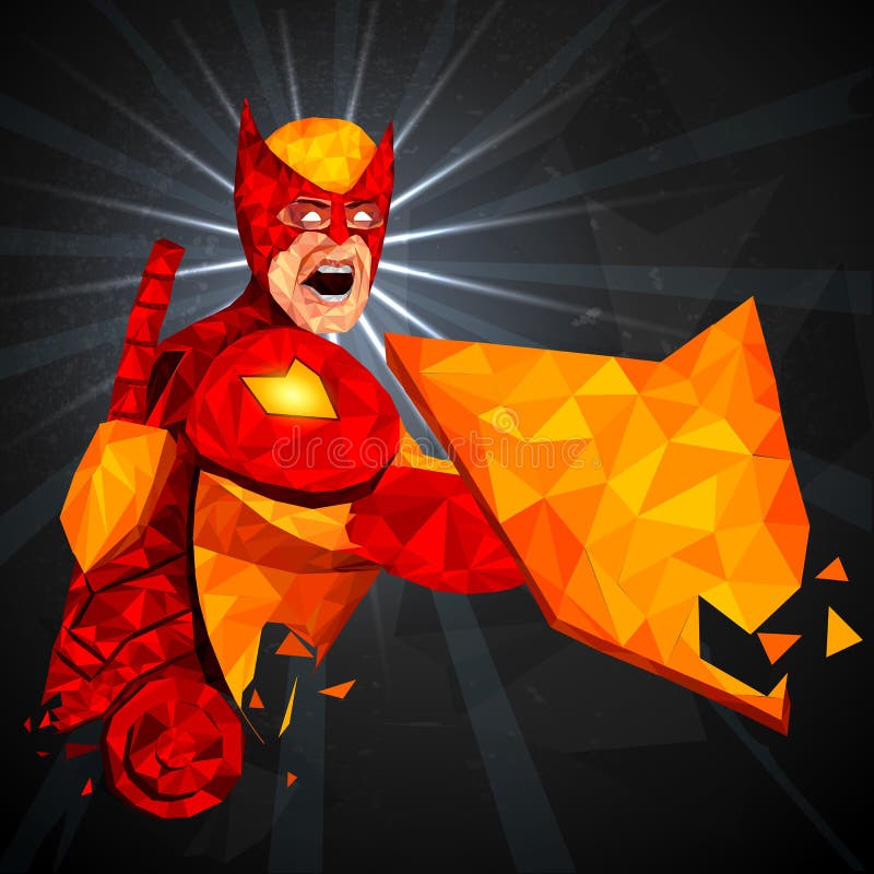 Superhero in Abstract Low Poly Polygon Style Stock Vector ...