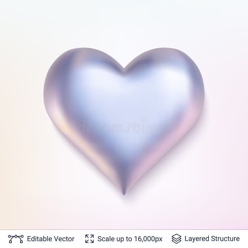 3D Heart Shape with Shadows and Highlights. Stock Vector - Illustration ...