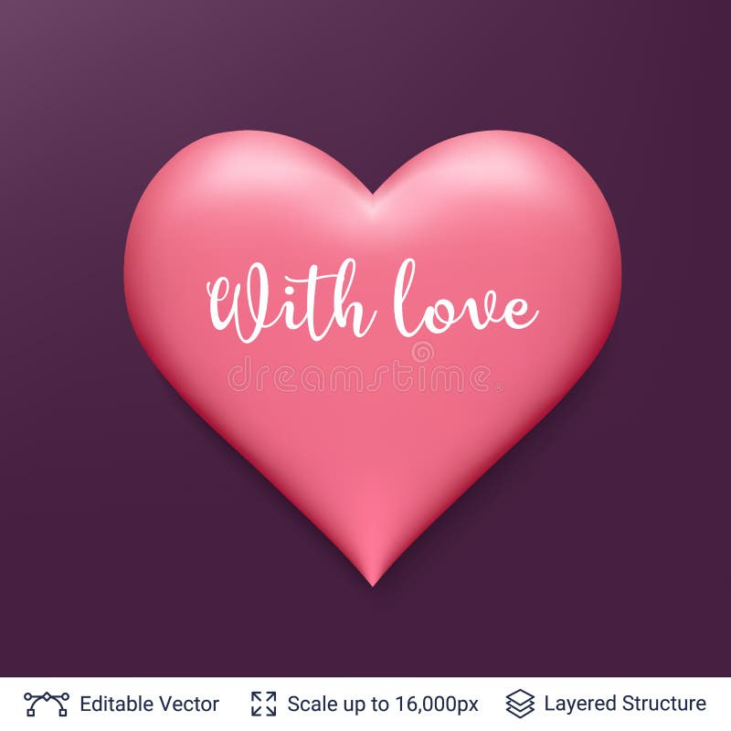 3D Heart Shape with Shadows and Highlights. Stock Vector - Illustration ...