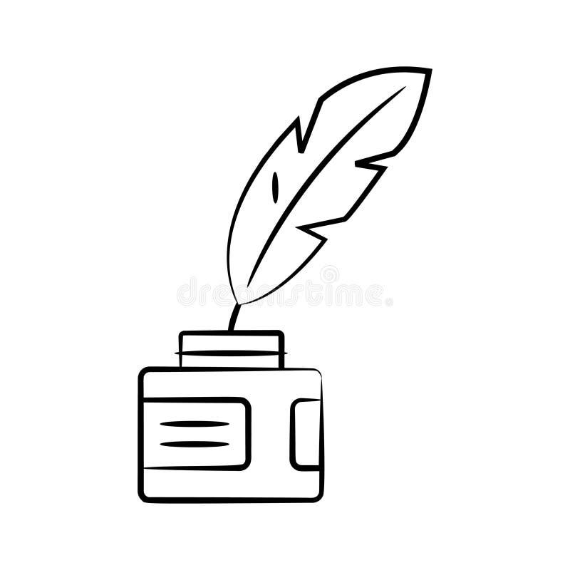 Easy To Use Drawing Style Icon of Quill Ink Pot Stock Vector ...
