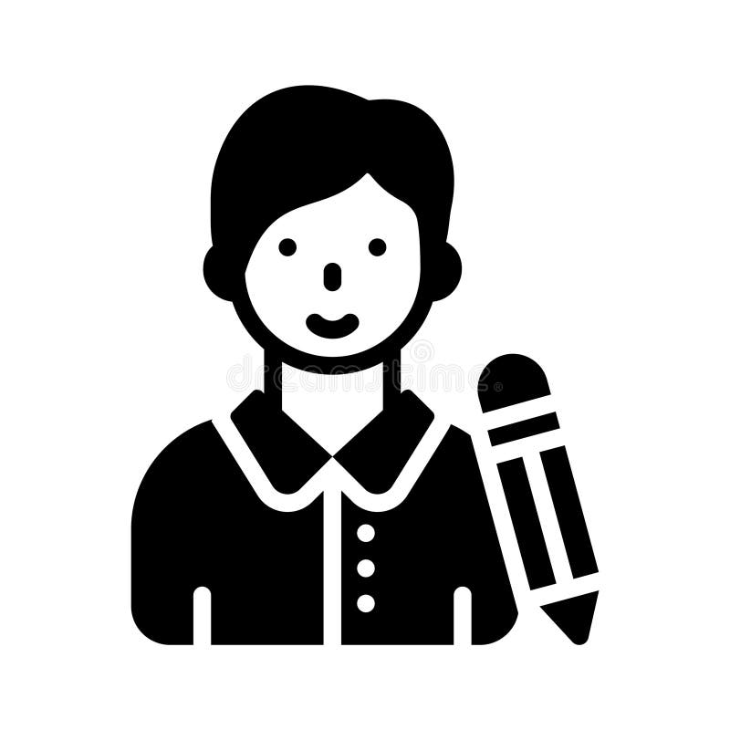 Easy To Use Glyph Style Icon Depicting Writer Character Stock Vector ...