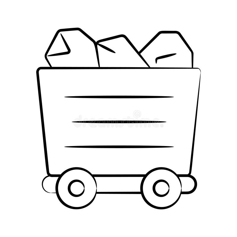Easy To Use Hand Drawn Style Icon of Mining Cart Stock Illustration ...