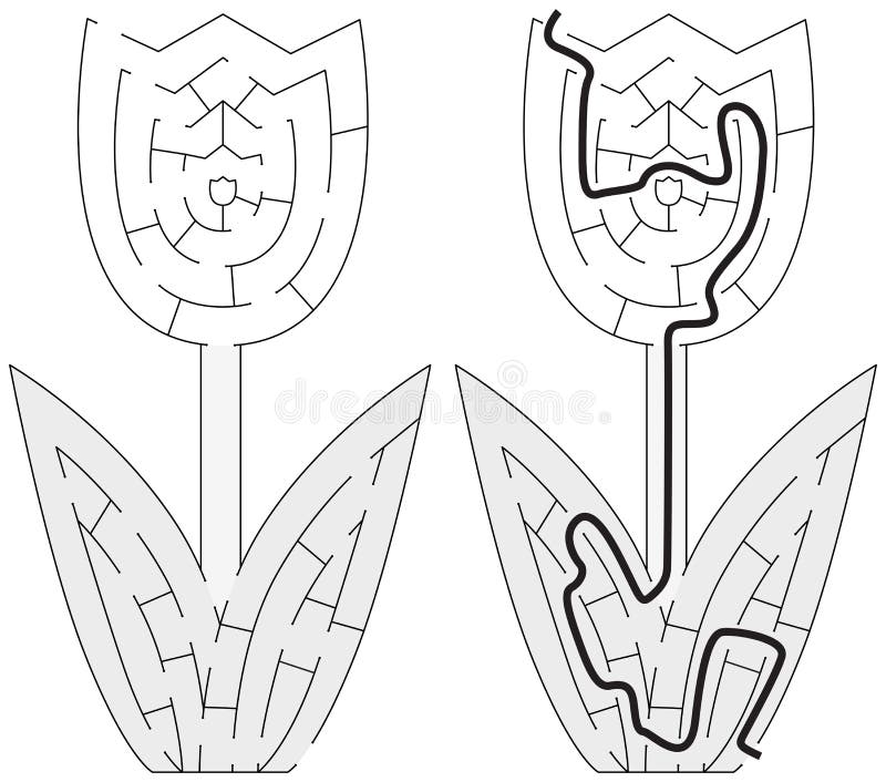 Easy flower maze stock vector. Illustration of drawing - 68308352