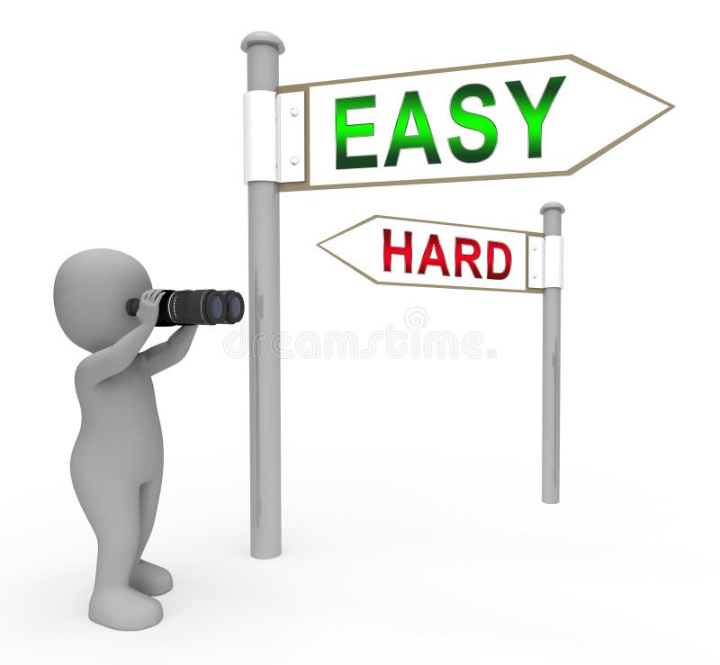 Easy Vs Hard Jigsaw Portrays Choice of Simple or Difficult Way - 3d ... Easy Vs Hard Jigsaw Portrays Choice of Simple or Difficult Way - 3d ...